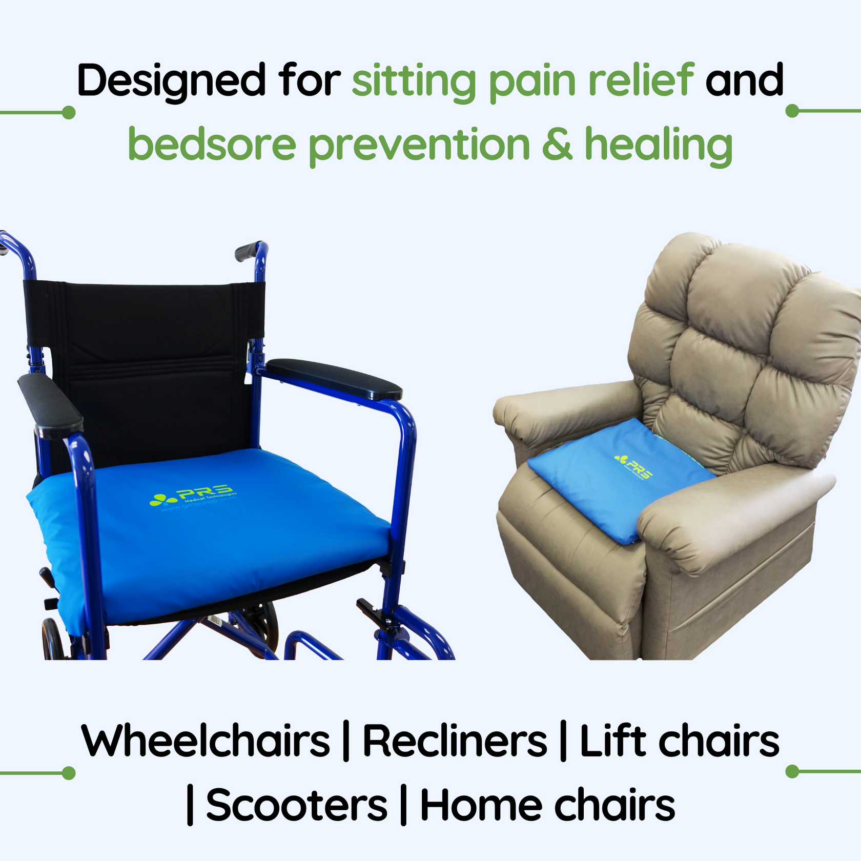 PURAP Liquid & Air Layer Wheelchair Cushion for Pressure Relief & Beds